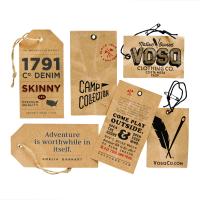 China Custom Brown Kraft Paper Cardstock Hanging Price Tag Printing With Hemp String for sale