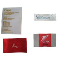 China Bespoke End Fold Woven Label T Shirt Labels Taffeta Woven Fabric Clothing Brand Tag for sale