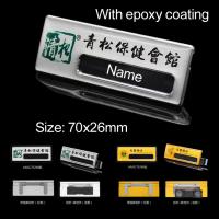 China Bespoke Aluminum Alloy Epoxy Name Badges Branded Name Tags With Name Window for sale