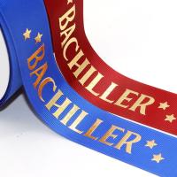 China Custom Grosgrain Ribbon With Gold Foil Logo for sale