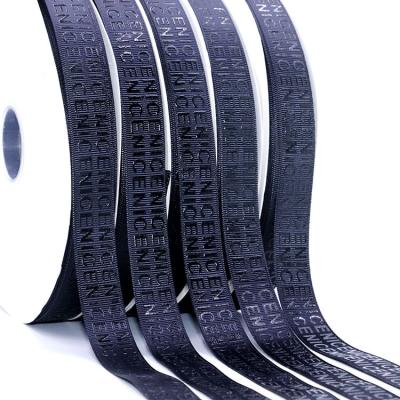 China Custom Luxury Foam Logo Printed Grosgrain Ribbon 3D Raised Logo Branded Ribbon for sale