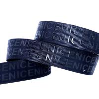 China Custom Luxury Foam Logo Printed Grosgrain Ribbon 3D Raised Logo Branded Ribbon for sale