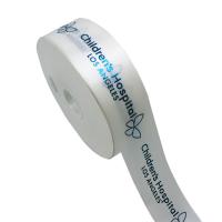 China Personalized Custom Polyester Satin Ribbon With Blue Foil Logo – Luxury Branding Ribbon for sale