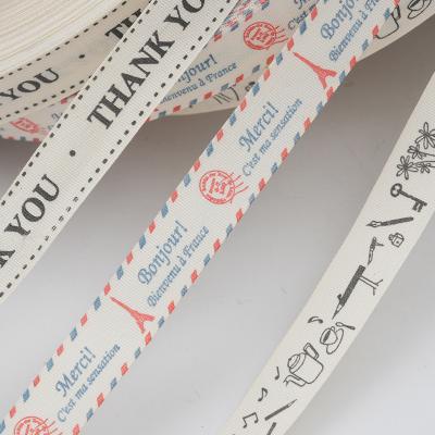 China Custom Printed Cotton Ribbon Eco-Friendly Logo Ribbon for Gift Wrapping Packaging for sale