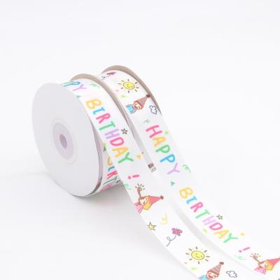 China Custom Multicolor Printed Satin Ribbon by the yard Full-Color Logo Ribbons Manufacturer for sale