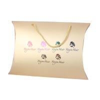 China Custom Luxury Gold Pillow Boxes with Handle for Wigs – Premium Hair Extension Gift Packaging for sale