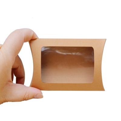 China Custom Printed Kraft Paper Pillow Box with Clear Window – Eco-Friendly Packaging for Gifts & Retail for sale