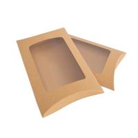 China Custom Printed Kraft Paper Pillow Box with Clear Window – Eco-Friendly Packaging for Gifts & Retail for sale