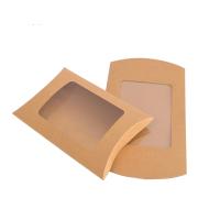 China Custom Printed Kraft Paper Pillow Box with Clear Window – Eco-Friendly Packaging for Gifts & Retail for sale