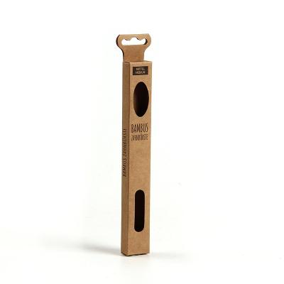 China Eco-Friendly Kraft Paper Packaging Box with Window & Hanging Tab – Custom Printed Retail Display Boxes for Bamboo Toothbrush, Beauty Tools & Small Accessories for sale