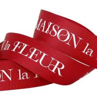 China Custom Grosgrain Ribbon with Gold Foil Logo | Personalized Polyester Ribbon for Packaging for sale