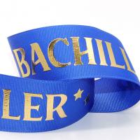 China Custom Grosgrain Ribbon with Gold Foil Logo | Personalized Polyester Ribbon for Packaging for sale