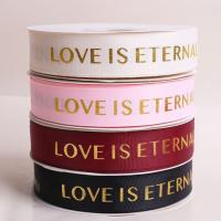 China Custom Grosgrain Ribbon with Gold Foil Logo | Personalized Polyester Ribbon for Packaging for sale