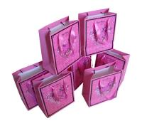 China Colored Custom Printed Recycled Paper Gift Bags With Satin Ribbon Handles Supplier for sale