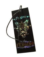 China Custom Paper Brand Name Tags For Clothes Garment Price Tag Hologram Logo Factory for sale