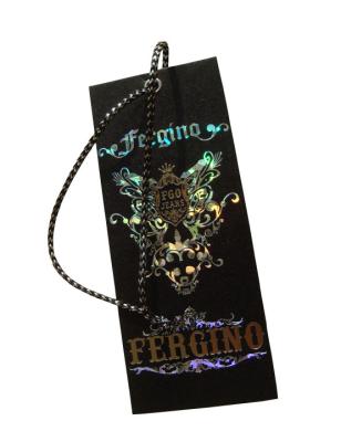 China Custom Paper Brand Name Tags For Clothes Garment Price Tag Hologram Logo Factory for sale