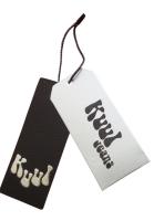 China Bespoke Paper Clothing Brand Hang Tags And Labels Perforated Garment Tags Printing for sale