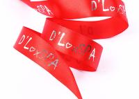 China Eco-Friendly Custom Satin Ribbon With Silver Foil Logo Printed Logo Branded Ribbon for sale