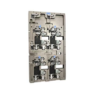 China 4-Station PCB Tooling Fixture with AL7075 Aerospace-Grade Aluminum and Hard Anodizing + FR4 ESD for PCBA Assembly for sale