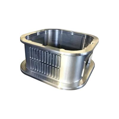 China Satin Bright Surface Finish Precision CNC Machined Finned Housing Turned And Milled Parts for sale