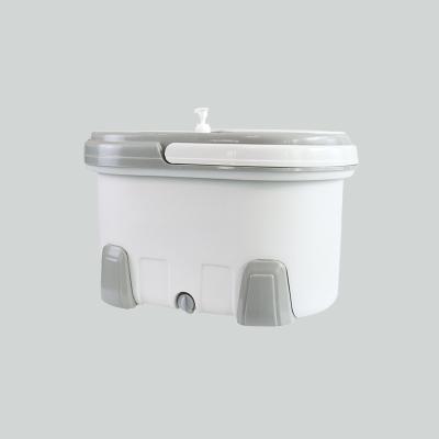 China 360 Rotary Microfiber Spin Mops And Buckets  Steel Pole With Double Drive Bucket Hands Free for sale