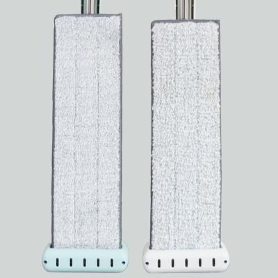 China Microfiber Hands Free Squeeze Mop Stainless Steel Handle Washable Wet Dry Rectangle Head Shape for sale