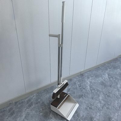 China Vertical Standing Windproof Long Handle Broom And Dustpan And Plastic Folding Sweeper For Household for sale