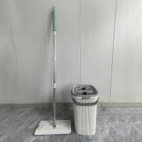 China 4.5L Squeeze Flat Mop Bucket Set 360 Sliding Type Washable Microfiber Fabric Refills Self Wash Dry And Wet Use for sale