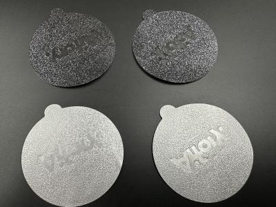 China Black Embossed Aluminum Foil Self-Adhesive Sealing Liner for Aluminum Coffee Cans and Tea Tins for sale