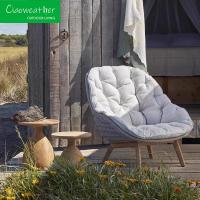 China Powder Coated Aluminum Frame Outdoor Lounge Set with Teak Weaving Rope Modern Style Garden Furniture for sale