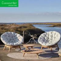 China Powder Coated Aluminum Frame Outdoor Lounge Set with Teak Weaving Rope Modern Style Garden Furniture for sale