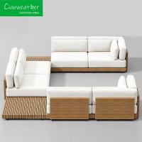 China Sofa Set Teak Wood Garden Sectional Modern Design Furniture Outdoor Coffee Table and Garden Sofa for sale