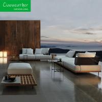 China Waterproof Cushions Garden Sofa Set Teak Wood Furniture with Cushion Comfortable Customized Color Sectional Bed Outdoor Sofa for sale