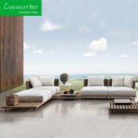 China Waterproof Cushions Garden Sofa Set Teak Wood Furniture with Cushion Comfortable Customized Color Sectional Bed Outdoor Sofa for sale