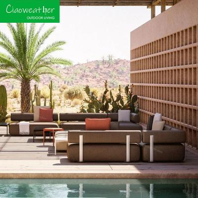 China Modern Luxury Hotel Poolside Garden Aluminum Frame Waterproof Outdoor Lounge Fabric for Villa Living Room for sale