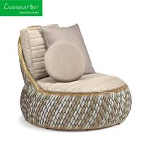 China Restaurant Outdoor Wicker Furniture Metal Aluminum Lounge Chair for Comfortable Seating in Garden for sale