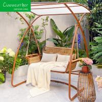 China Customized Color Garden Metal Swing Chair With Canopy In Aluminium Frame And Leisure Courtyard For Adults for sale