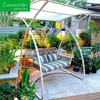 China Customized Color Garden Metal Swing Chair With Canopy In Aluminium Frame And Leisure Courtyard For Adults for sale