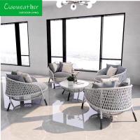 China Rattan Fashion Rope Outdoor Furniture Chair Sofa with Customized Color and Cushion OutdoorFoam water-resistant Fabric for sale