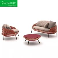 China Rattan Fashion Rope Outdoor Furniture Chair Sofa with Customized Color and Cushion OutdoorFoam water-resistant Fabric for sale