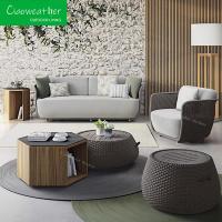 China Garden Furniture Woven Sofa Set Villa Modern Hotel Waterproof Fabric Aluminum Frame 2 Sets Lounge Sets Outside for sale