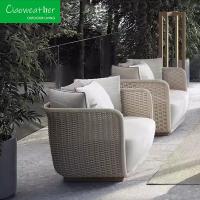 China Garden Furniture Woven Sofa Set Villa Modern Hotel Waterproof Fabric Aluminum Frame 2 Sets Lounge Sets Outside for sale