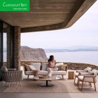 China Customized Professional Modern Hotel Outdoor Fabric Aluminum Frame 2 Sets Lounge Sets Outside Sofa Set for Outdoor Living for sale
