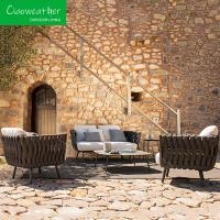 China Customized Professional Modern Hotel Outdoor Fabric Aluminum Frame 2 Sets Lounge Sets Outside Sofa Set for Outdoor Living for sale