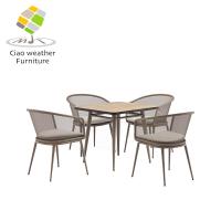 China Alu Frame Outdoor Garden 4 Seat Square Aluminum Dining Set for Patio for sale