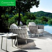 China Customized Professional Modern Hotel Outdoor Fabric Aluminum Frame 2 Sets Lounge Sets Outside Sofa Set for Outdoor Living for sale