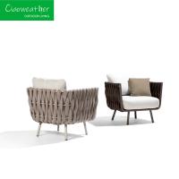 China Customized Professional Modern Hotel Outdoor Fabric Aluminum Frame 2 Sets Lounge Sets Outside Sofa Set for Outdoor Living for sale