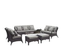 China Waterproof Fabric Cushion Modern Design Aluminum Rattan Garden Sofa Set for Outdoor Patio for sale