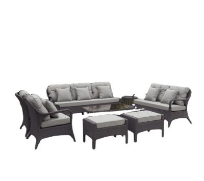 China Waterproof Fabric Cushion Modern Design Aluminum Rattan Garden Sofa Set for Outdoor Patio for sale