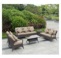 China Waterproof Fabric Cushion Modern Design Aluminum Rattan Garden Sofa Set for Outdoor Patio for sale